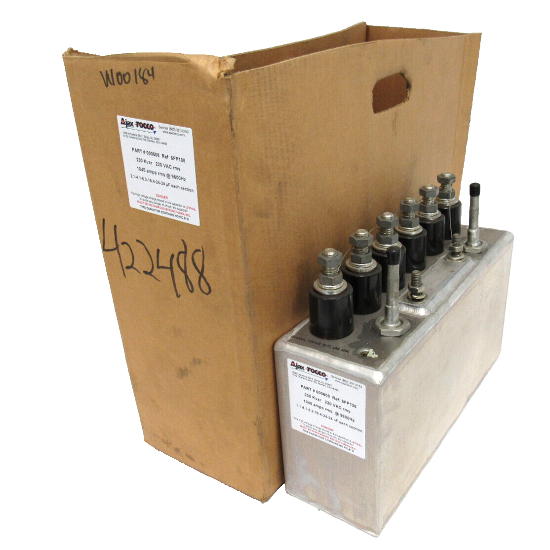 NEW AJAX TOCCO 000608 CAPACITOR 6FP108 230KVAR 220 VAC RMS - SB ...