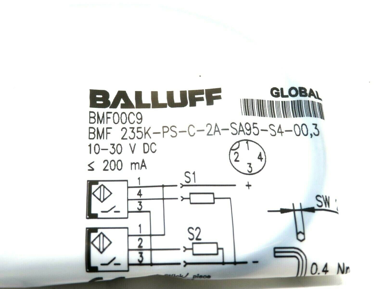 NEW BALLUFF BMF 235K-PS-C-2A-SA95-S4-00,3 MAGNETIC FIELD SENSOR BMF00C9 ...