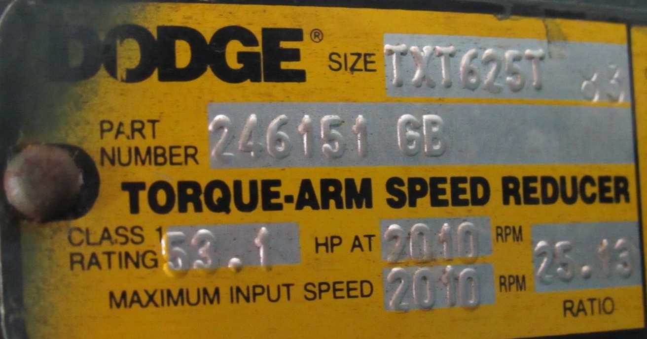 NEW DODGE TXT625T GEAR REDUCER WITH BASE 246151 GB 25.13:1 - SB ...