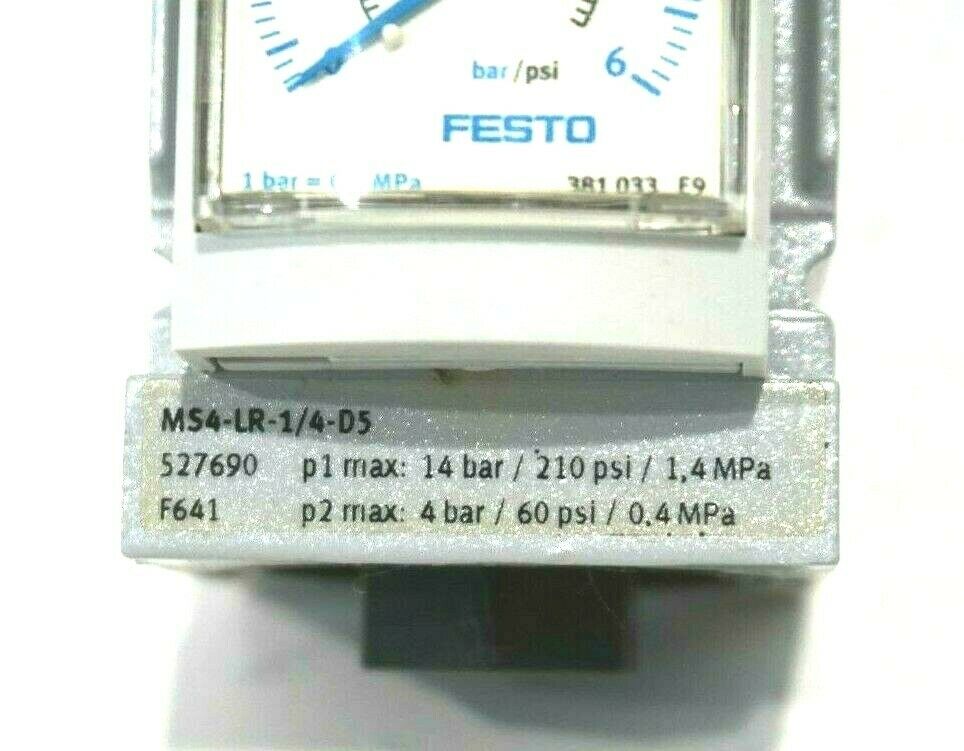 NEW FESTO MS4-LR-1/4-D5 PRESSURE REGULATOR 527690 MS4LR14D5 - SB ...