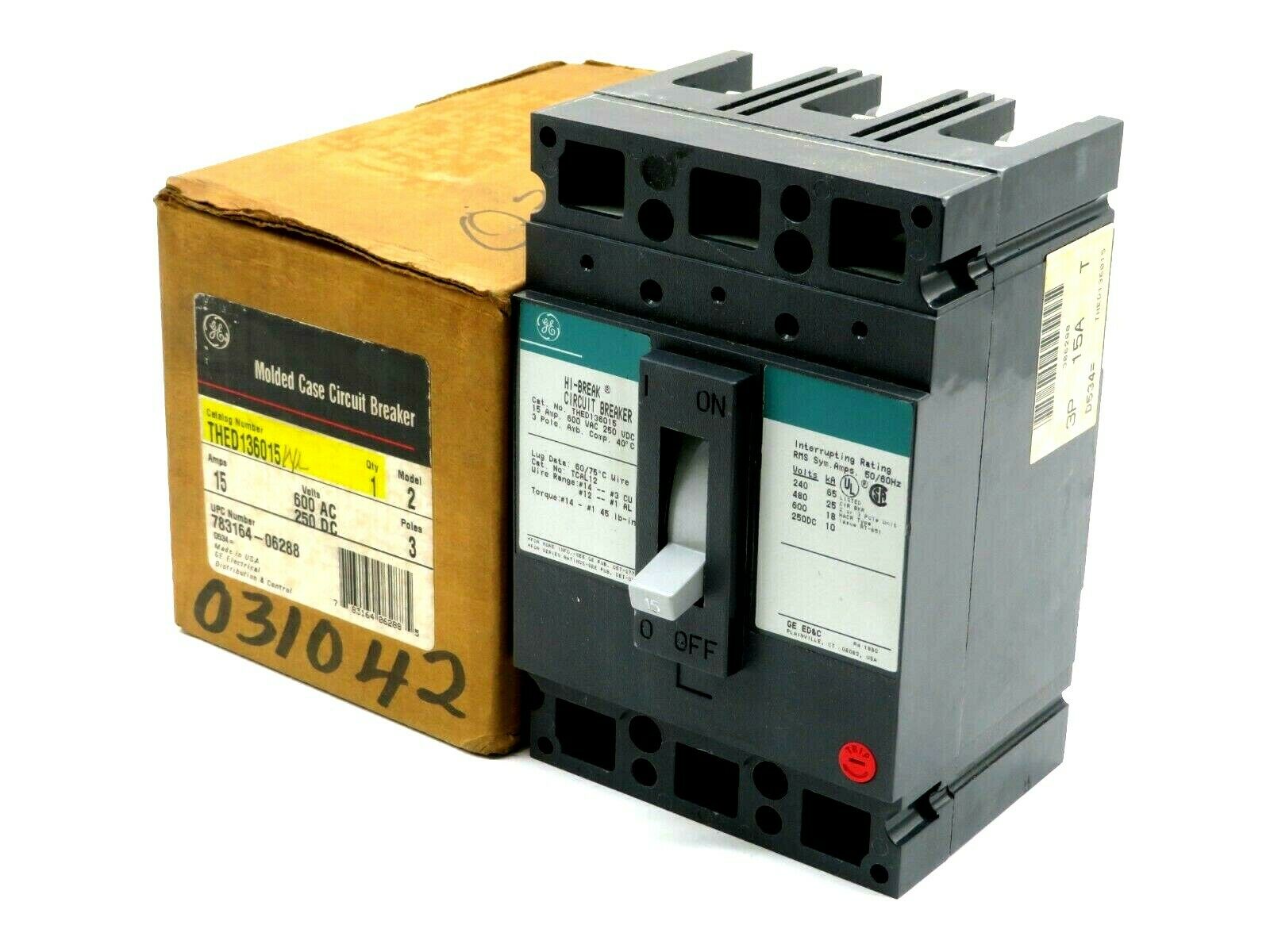 NEW GENERAL ELECTRIC THED136015 HI-BREAK CIRCUIT BREAKER 15AMP 600VAC ...