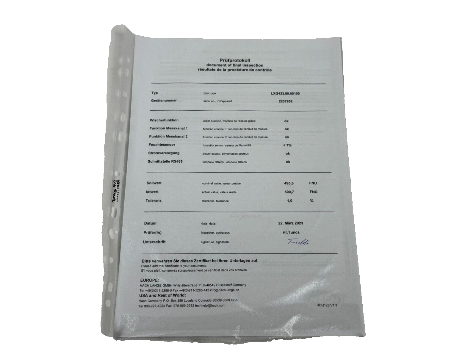 NEW HACH LXV423.99.00100 SOLITAX TS-LINE IMMERSION PROBE - SB ...