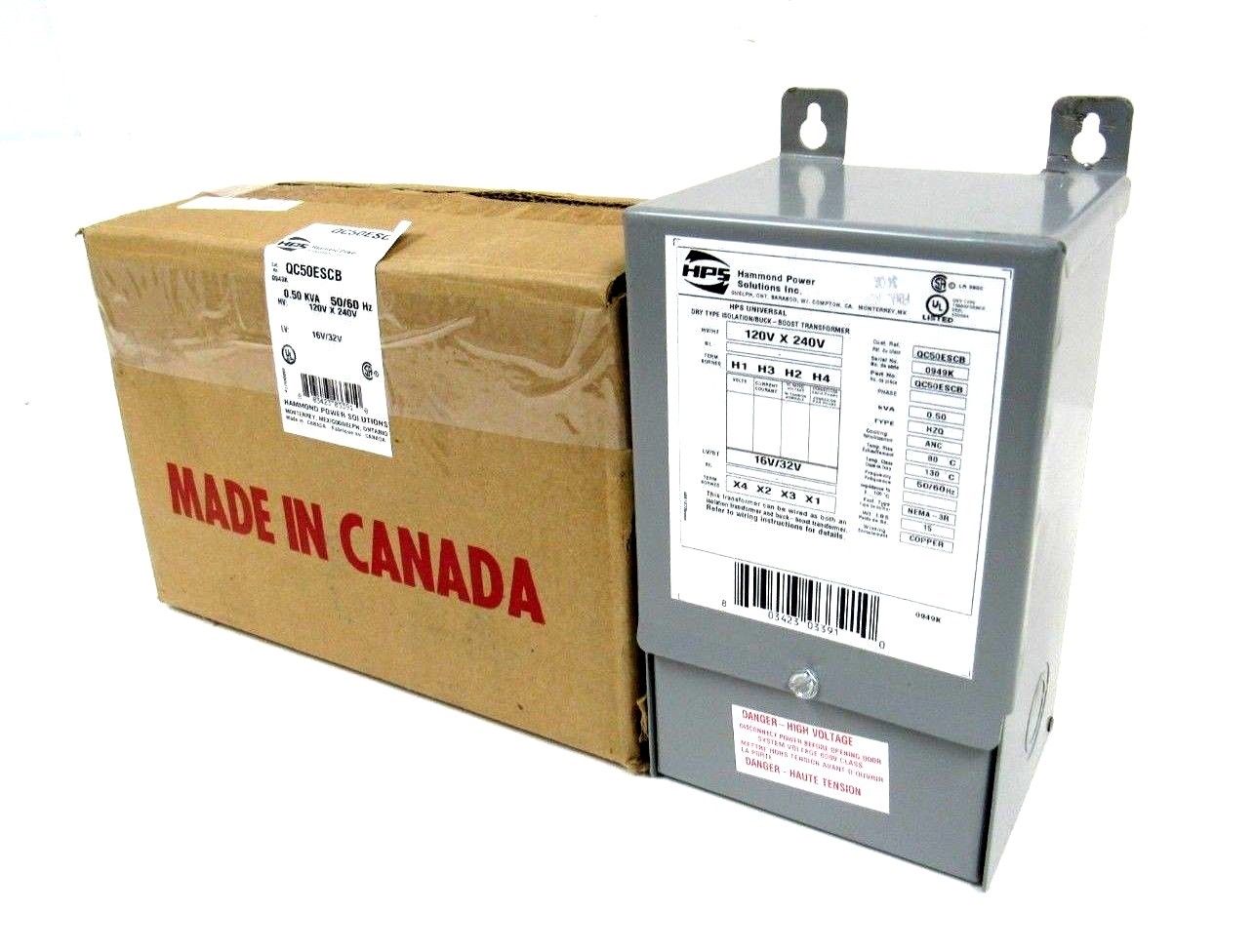 NEW HAMMOND POWER QC50ESCB TRANSFORMER TYPE HZQ 0.50 KVA - SB ...