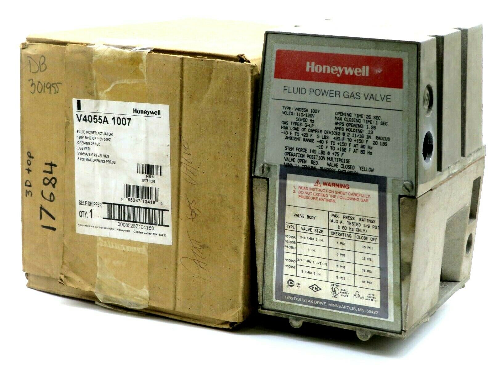 NEW HONEYWELL V4055A-1007 FLUID POWER ACTUATOR 120V 60HZ V4055A1007 ...