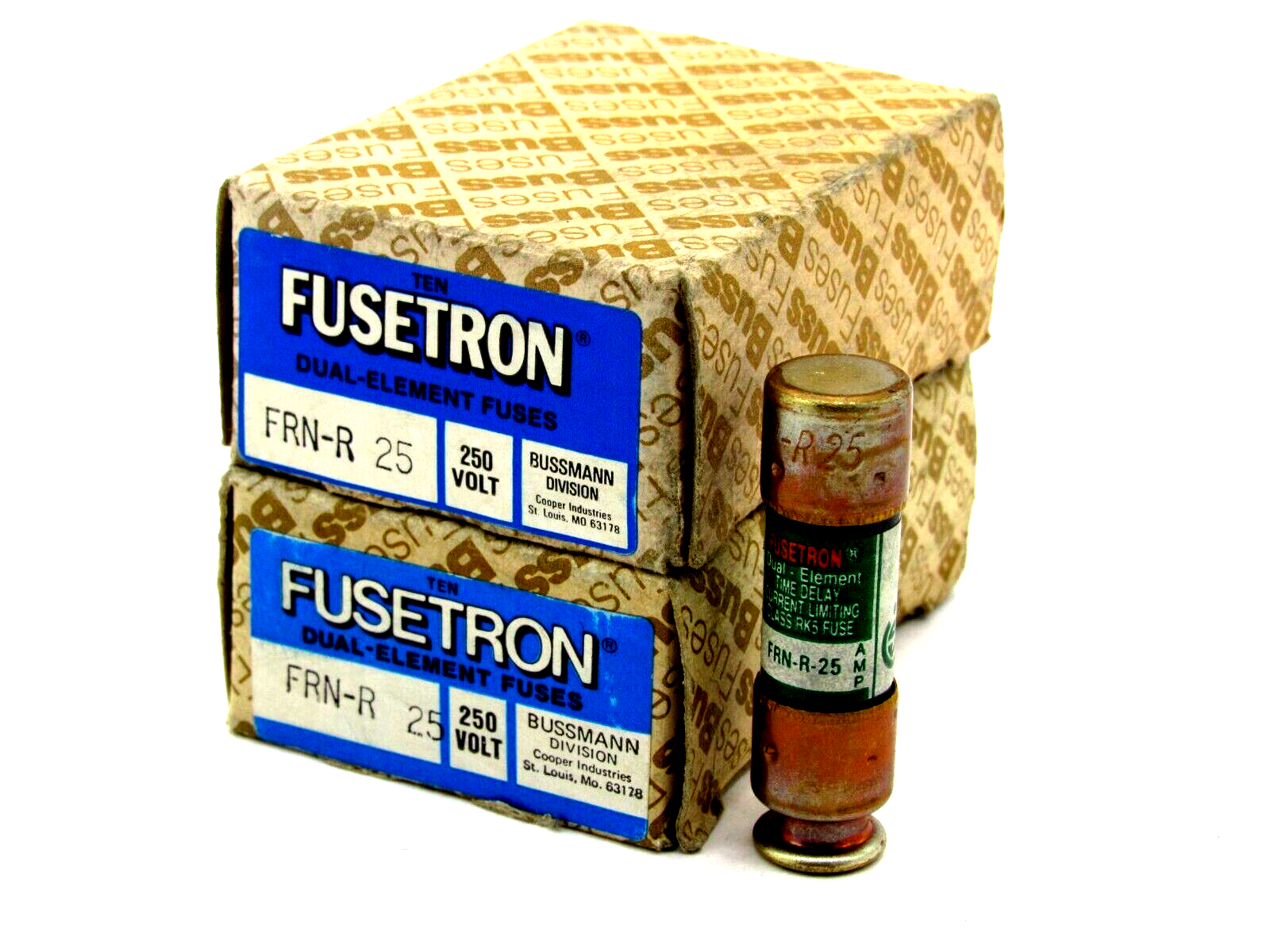NEW LOT OF 20 BUSSMANN FRN-R-25 DUAL ELEMENT FUSES 250 V FRNR25 - SB ...