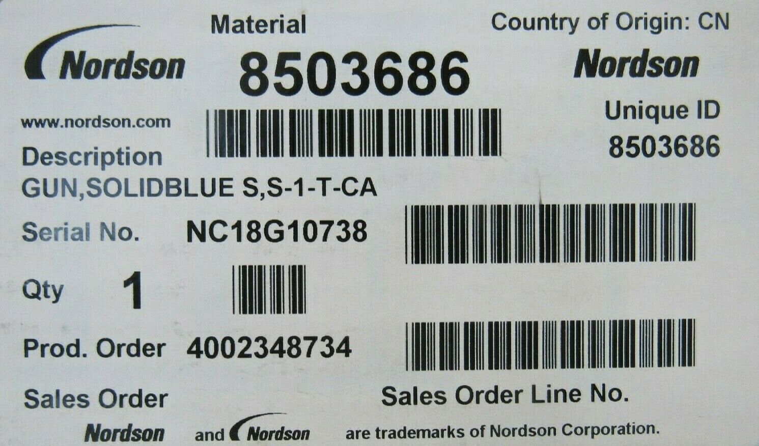 NEW NORDSON 8503686 SOLIDBLUE ST GLUE GUN - SB Industrial Supply, Inc.