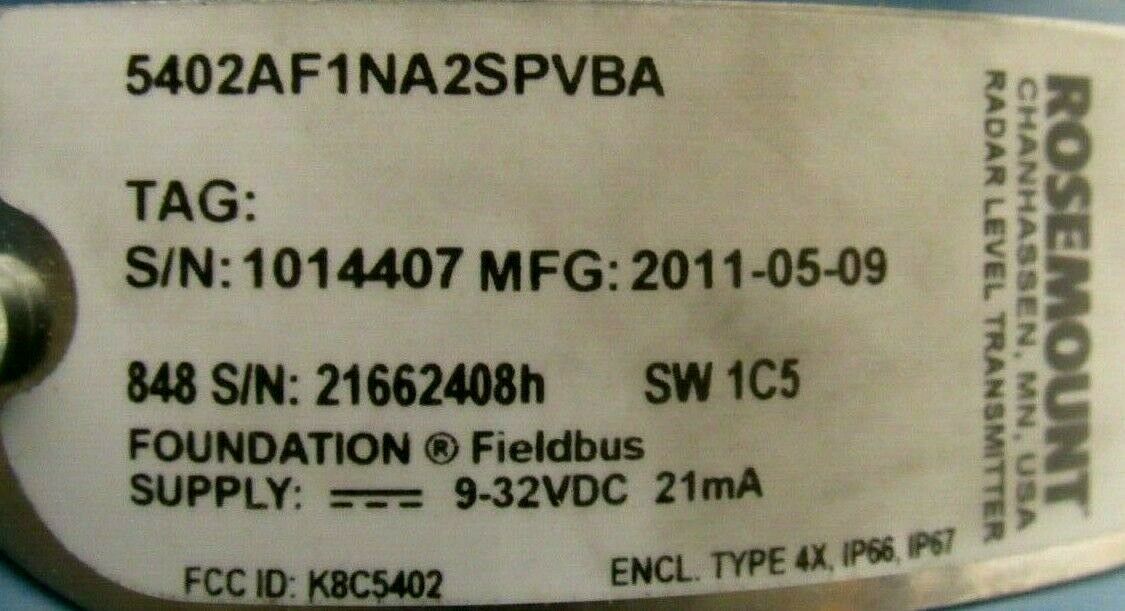 NEW ROSEMOUNT 5402AF1NA2SPVBA RADAR LEVEL TRANSMITTER 5402*4886241 - SB ...