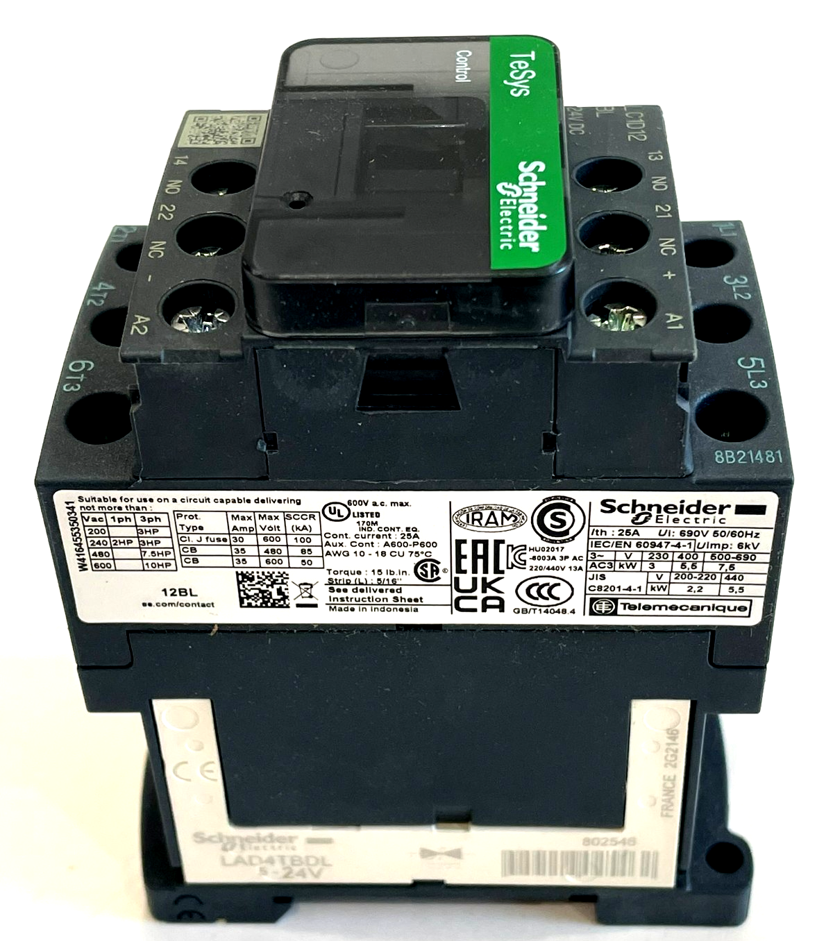 NEW SCHNEIDER ELECTRIC LC1D12BL CONTACTOR 3 POLES 12AMP - SB Industrial ...
