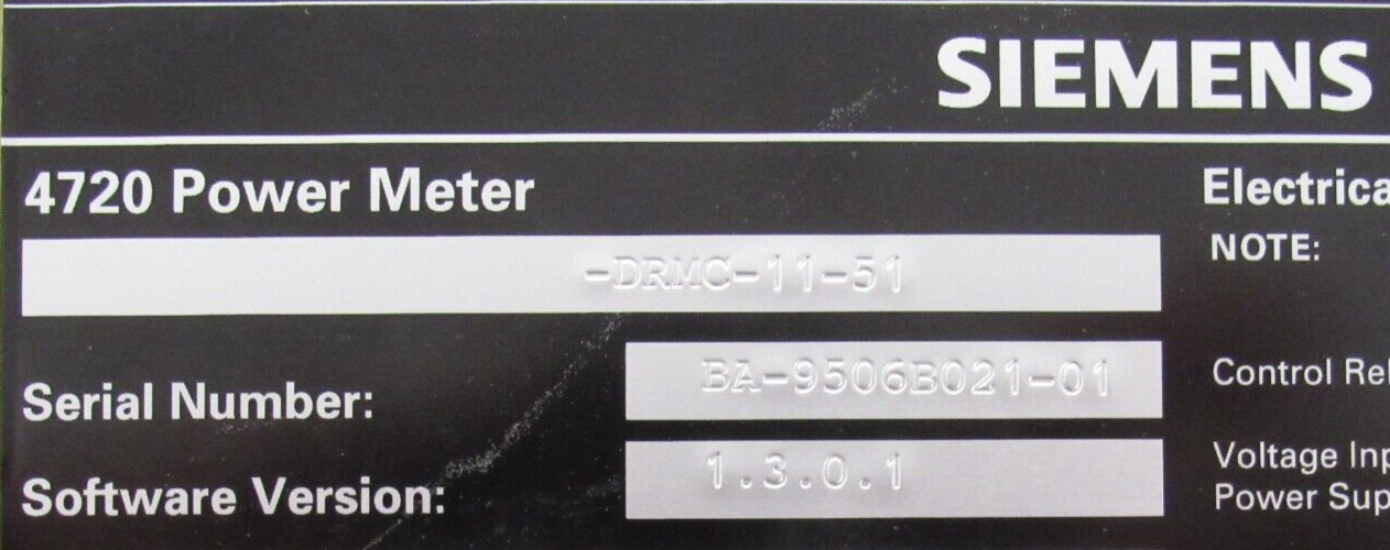 NEW SIEMENS 4720-DRMC-11-51 POWER METER 4720DRMC1151 - SB Industrial ...
