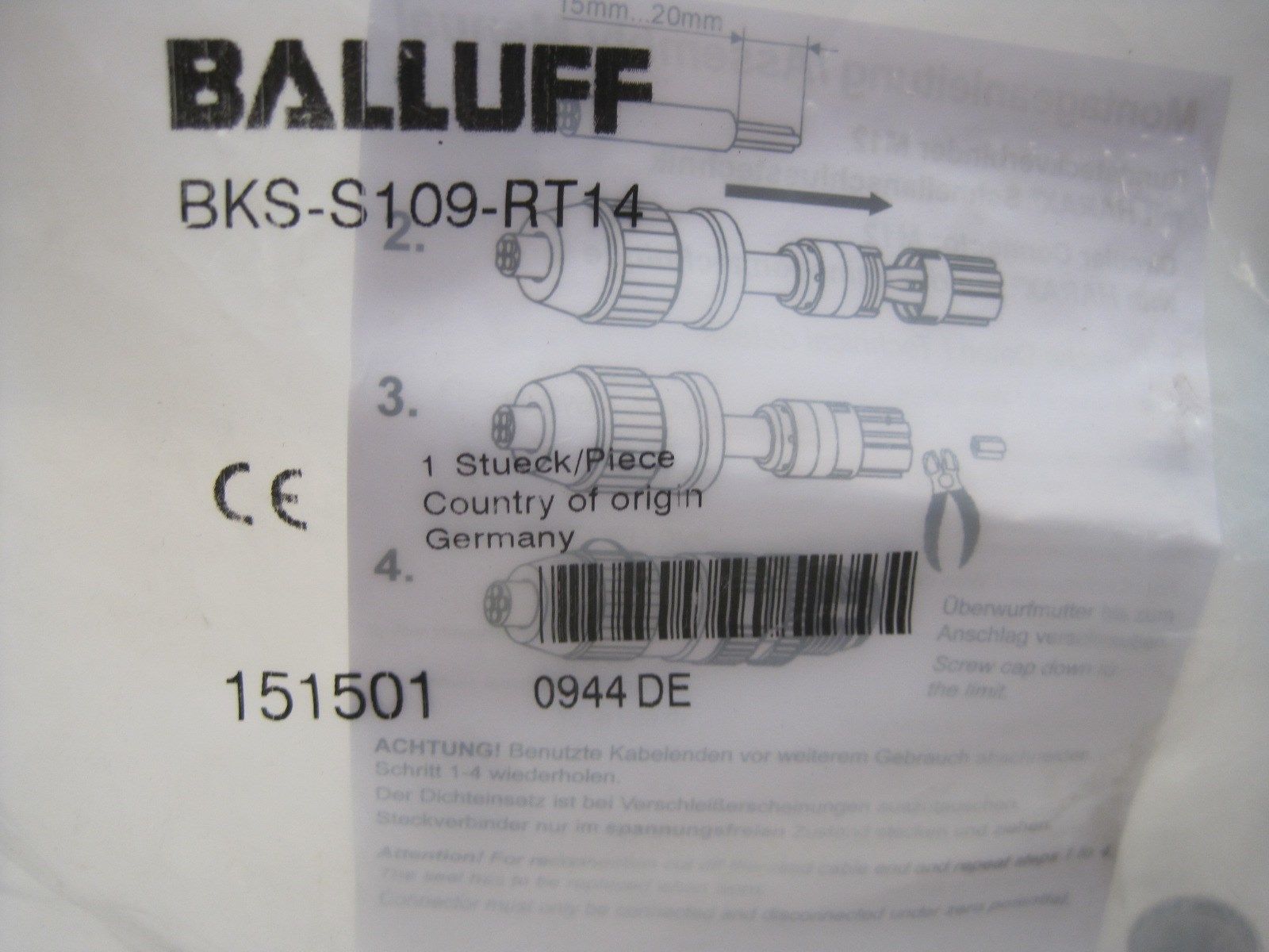 3 NEW BALLUFF BKS-S109-RT14 RECEPTACLE BKSS109RT14 - SB Industrial ...