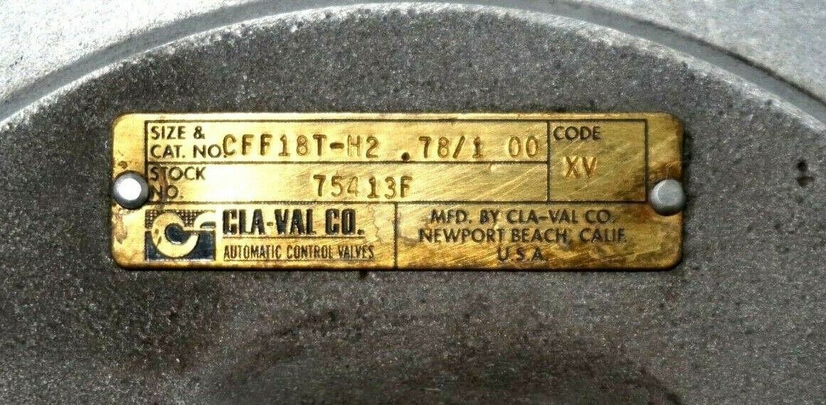 NEW CLA-VAL CO. CFF18T-H2.78/100 FLANGED FLOAT CONTROL CFF18TH278100 ...