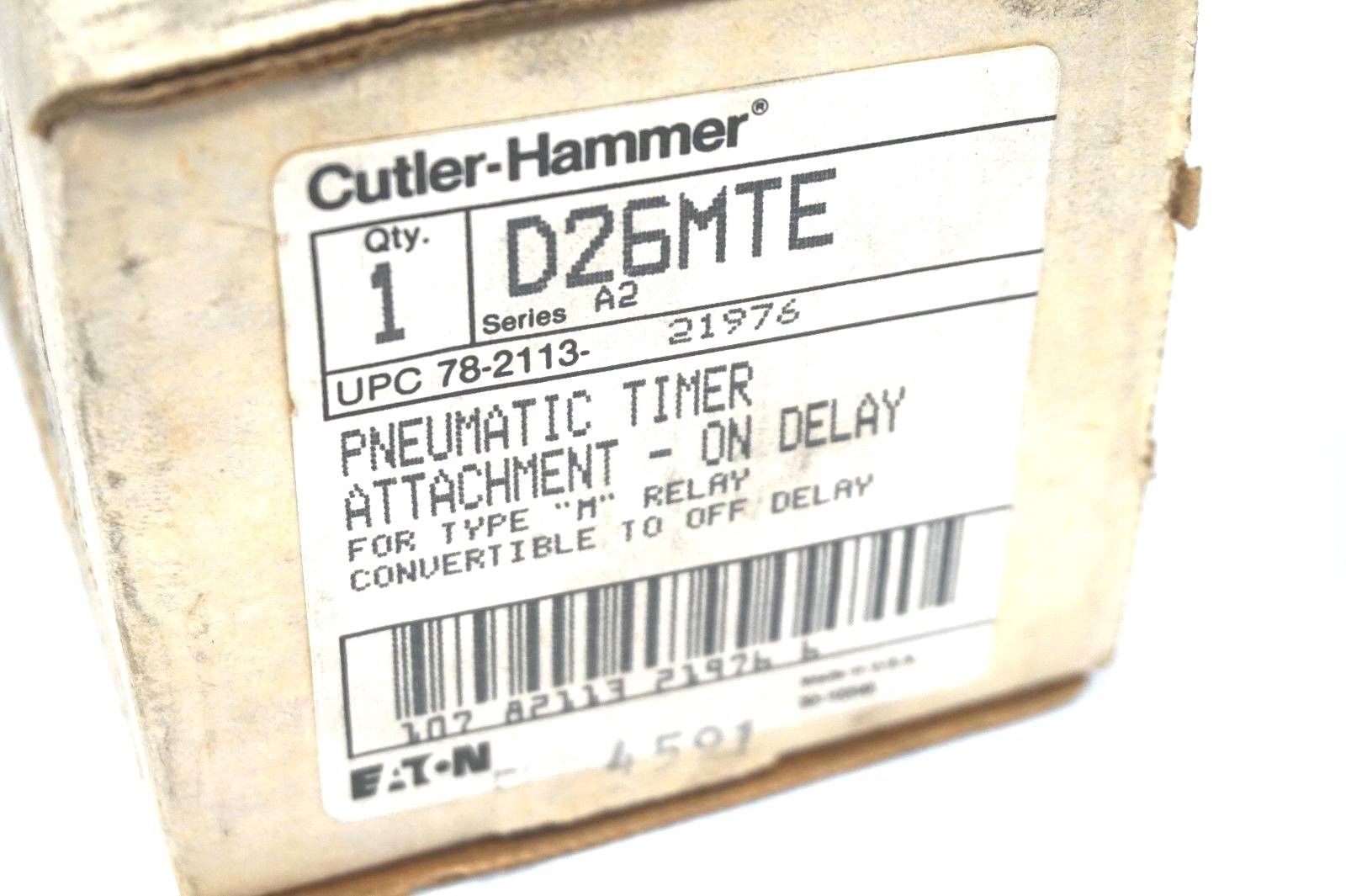 NEW CUTLER HAMMER D26MTE SER. A2 PNEUMATIC TIMER-ON DELAY - SB ...