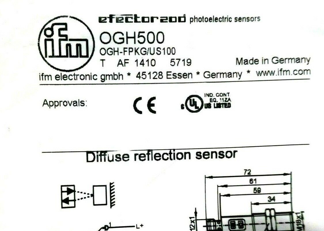 NEW EFECTOR OGH-FPKG/US100 DIFFUSE SENSOR OGH500 OGHFPKGUS100 - SB ...