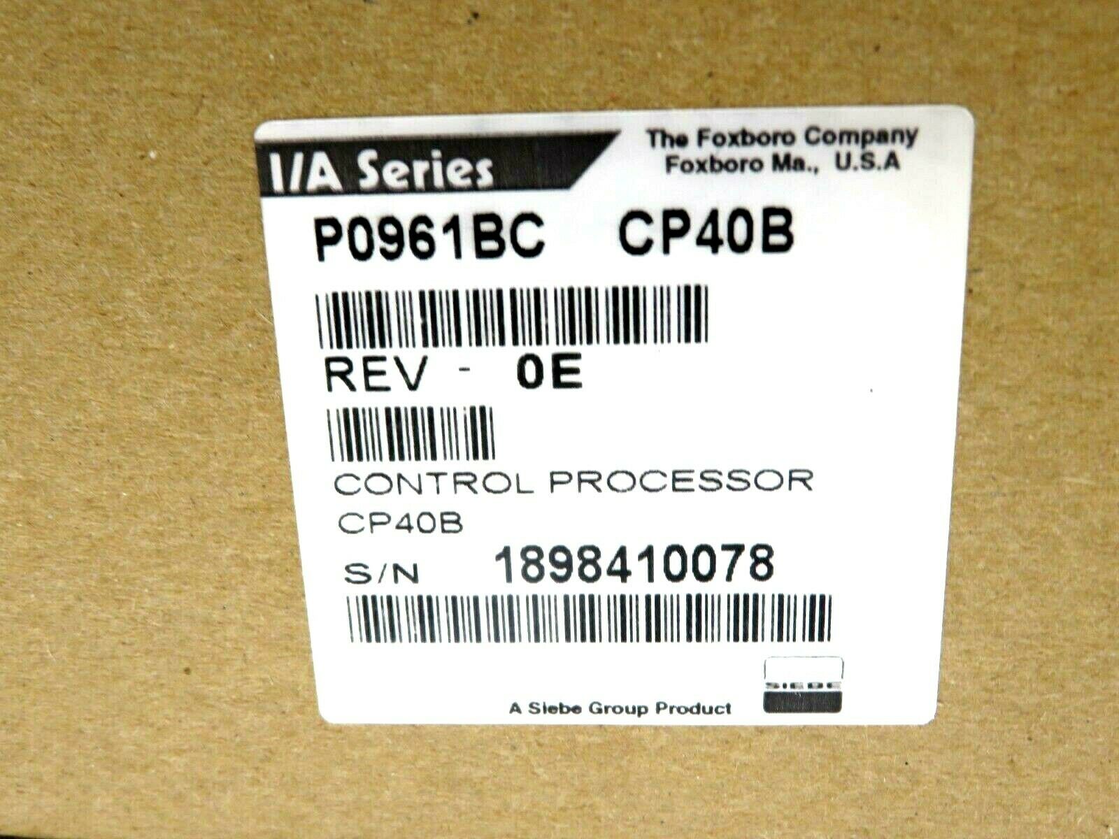 NEW FOXBORO P0961BC CONTROL PROCESSOR REV 0E CP40B - SB Industrial ...