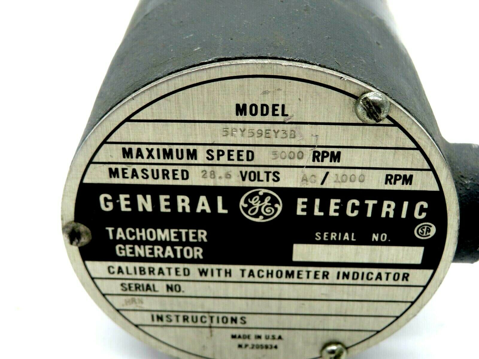 NEW GENERAL ELCTRIC 5PY59EY3B TACHOMETER GENERATOR - SB Industrial ...