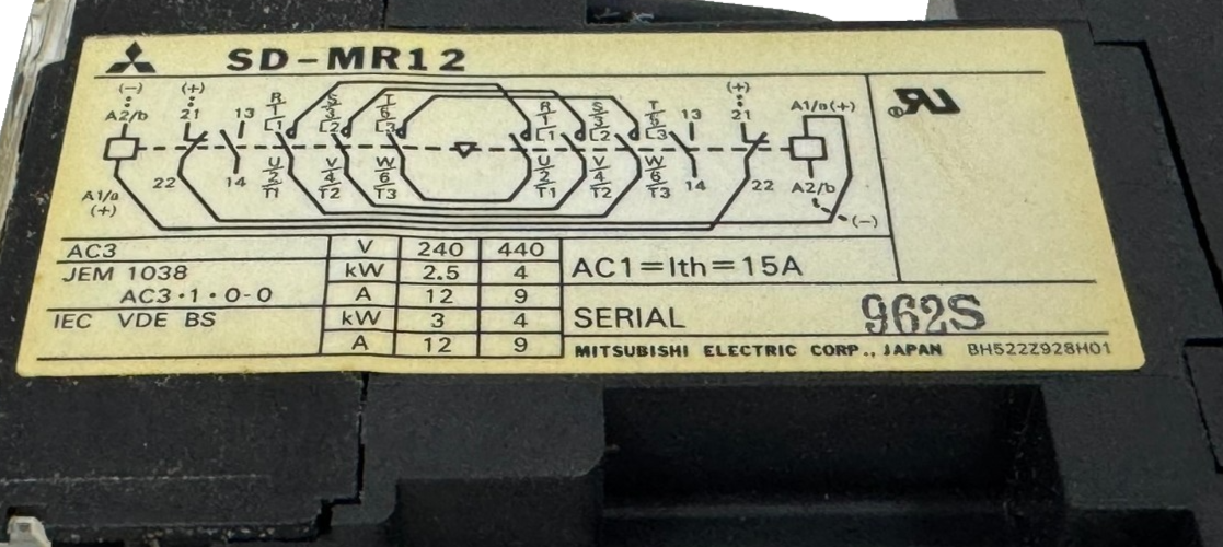NEW MITSUBISHI SD-MR12 CONTACTOR W/ TH-K12AB RELAY SDMR12 - SB Industrial Supply, Inc.