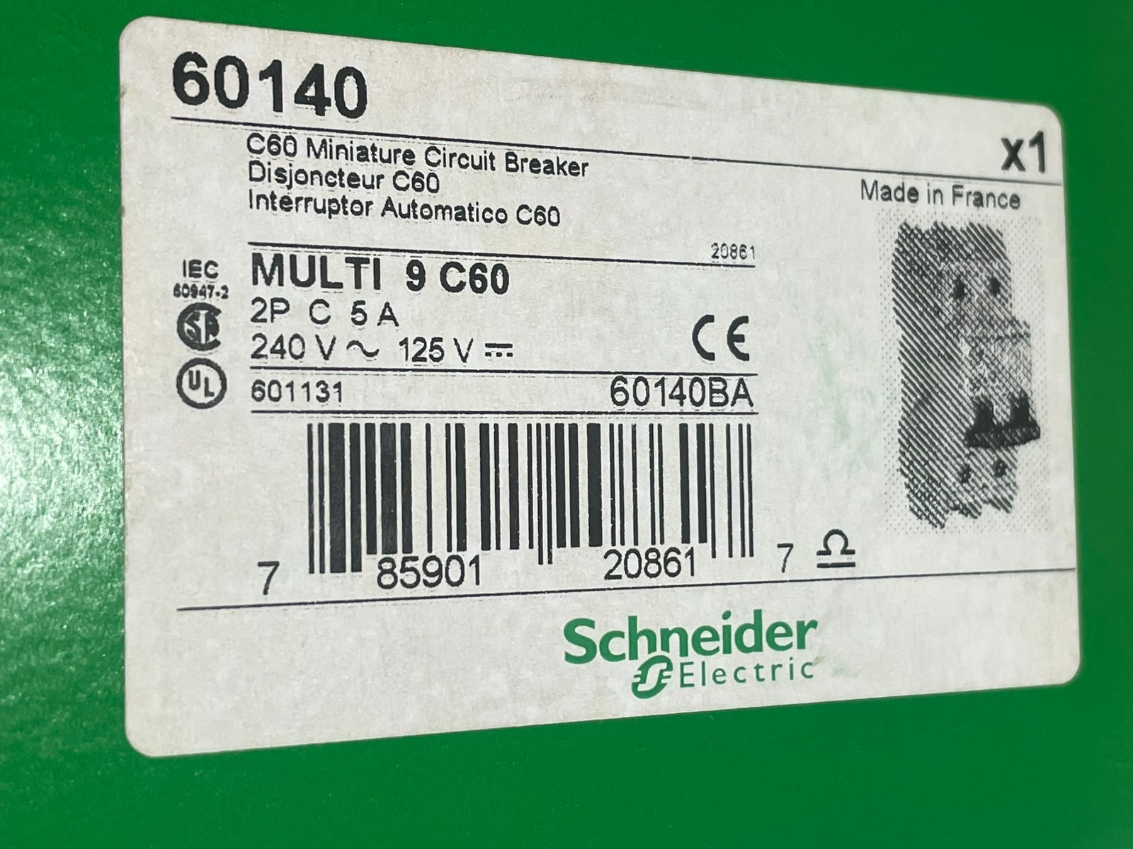 NEW SCHNEIDER ELECTRIC 60140 CIRCUIT BREAKER 2P 5AMP - SB Industrial ...