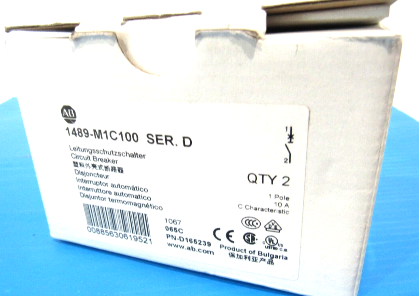 BOX OF 2 ALLEN BRADLEY 1489-M1C100 CIRCUIT BREAKERS 1489M1C100 NEW ...