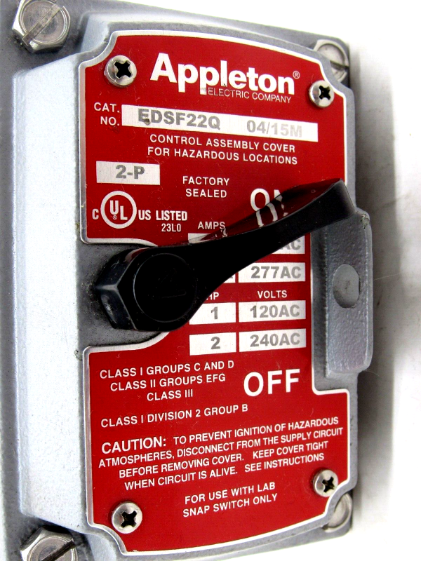 NEW APPLETON EDSF22Q OPERATOR COVER CHAMBER SWITCH - SB Industrial ...