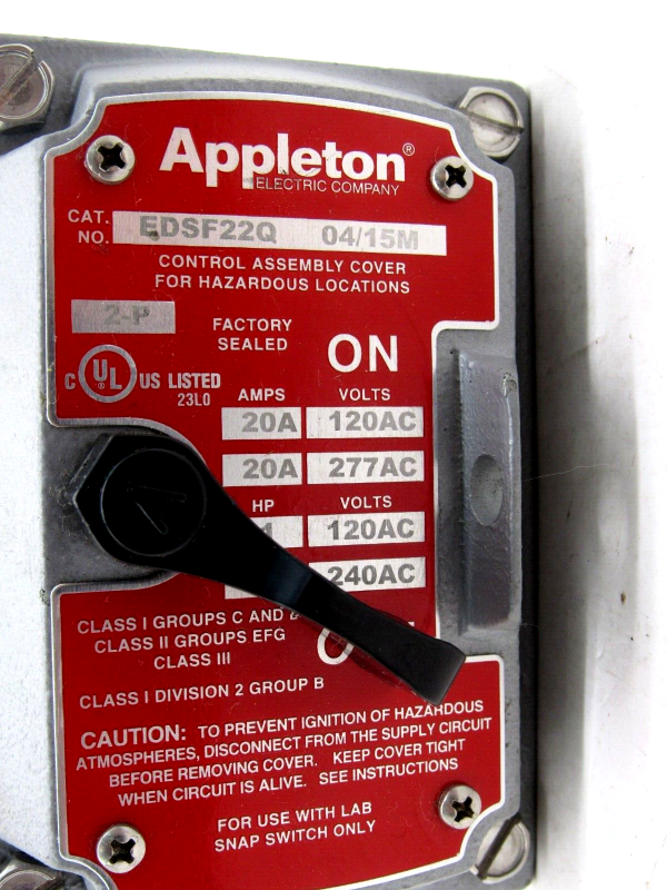 NEW APPLETON EDSF22Q OPERATOR COVER CHAMBER SWITCH - SB Industrial ...
