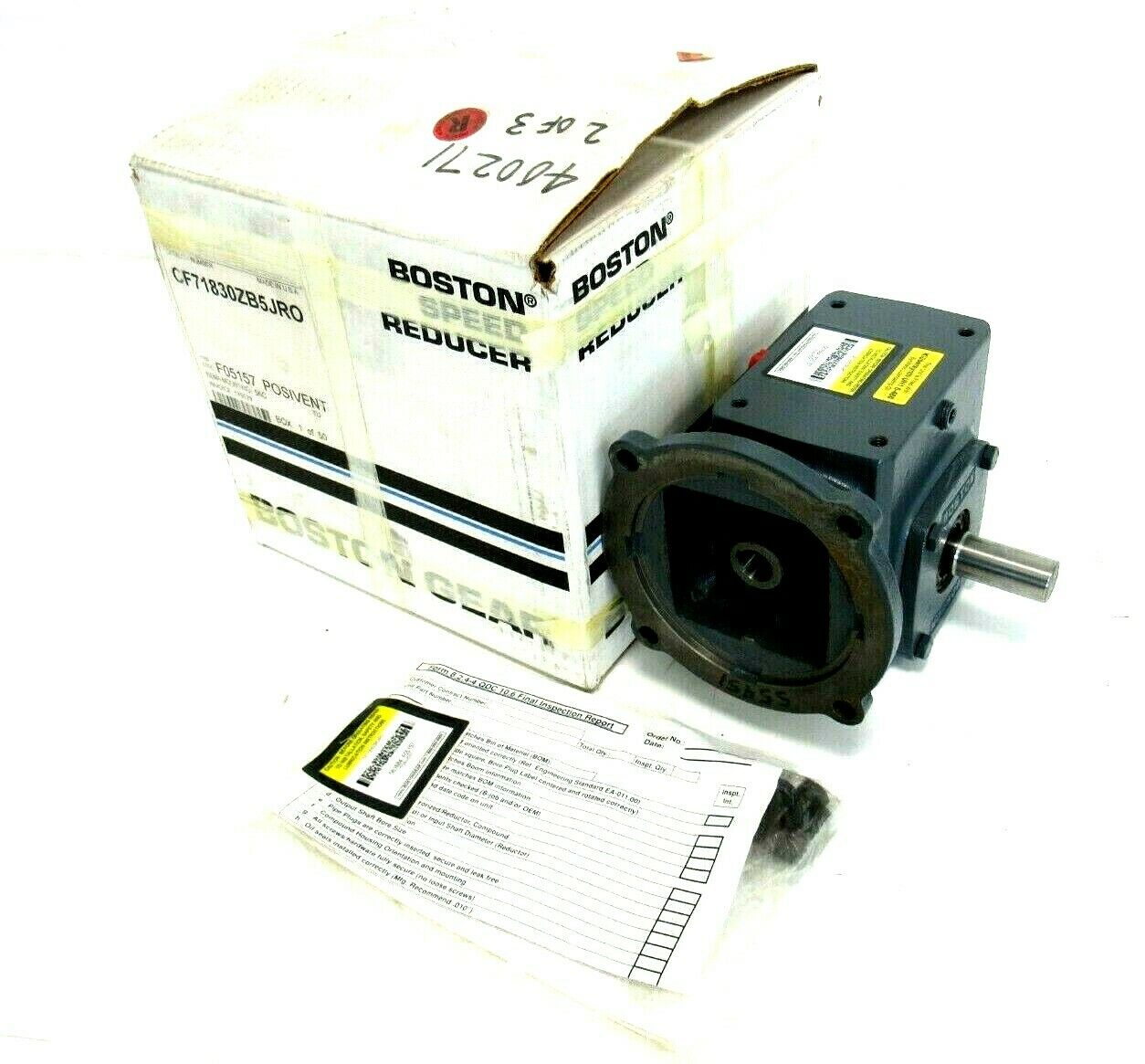 NEW BOSTON GEAR CF71830ZB5JR0 GEAR REDUCER 30:1 - SB Industrial Supply ...
