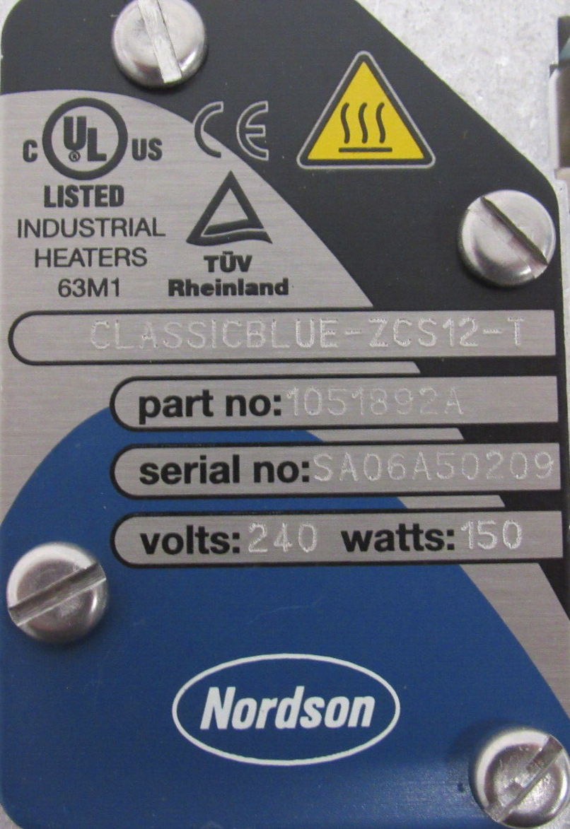NEW NORDSON CLASSICBLUE-ZCS12-T HOT GLUE GUN 1051892A CLASSICBLUEZCS12T ...