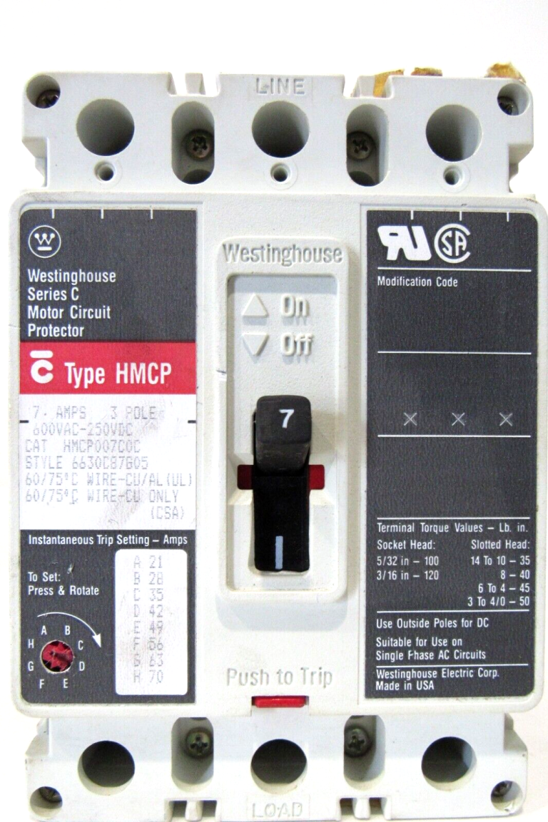 NEW WESTINGHOUSE HMCP007C0C CIRCUIT BREAKER 3 POLE - SB Industrial ...