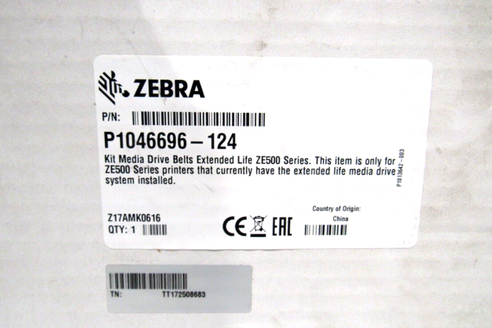 NEW ZEBRA P1046696-124 KIT MEDIA DRIVE BELTS P1046696124 - SB ...