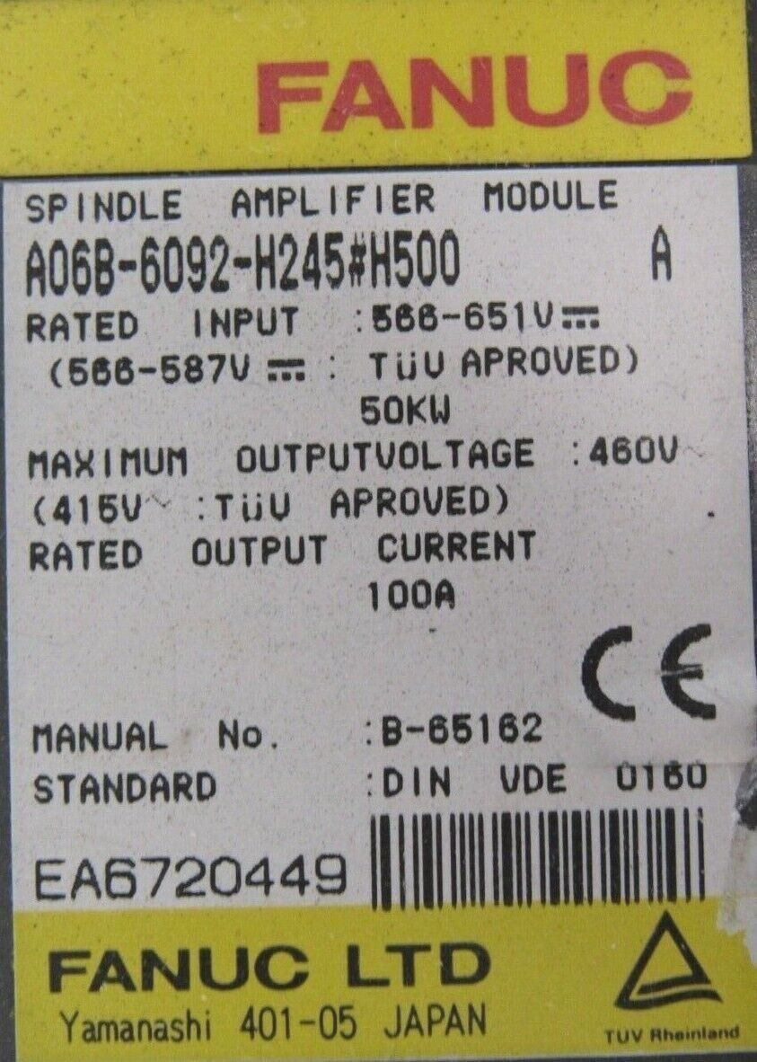 USED FANUC A06B-6092-H245#H500 SPINDLE AMP A06B6092H245H500 A - SB ...