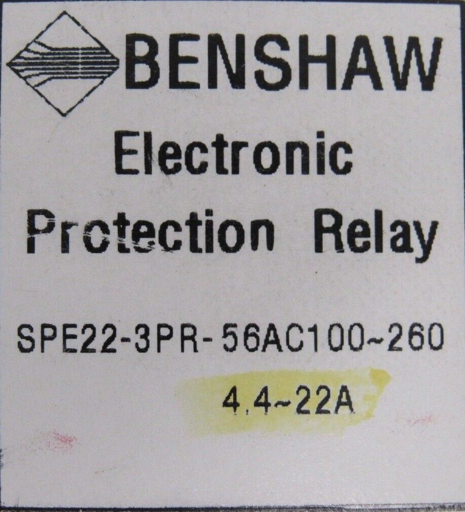NEW BENSHAW SPE-22 SURPROTEX RELAY SPE22-3PR-56AC100-260 SPE22 - SB ...