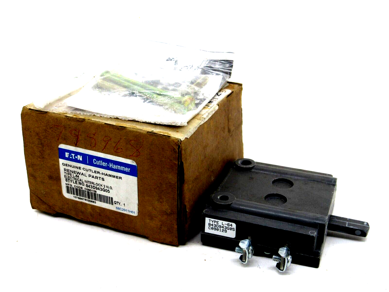 NEW EATON CUTLER HAMMER 843D943G05 AUXILIARY CONTACT KIT TYPE L64 - SB ...
