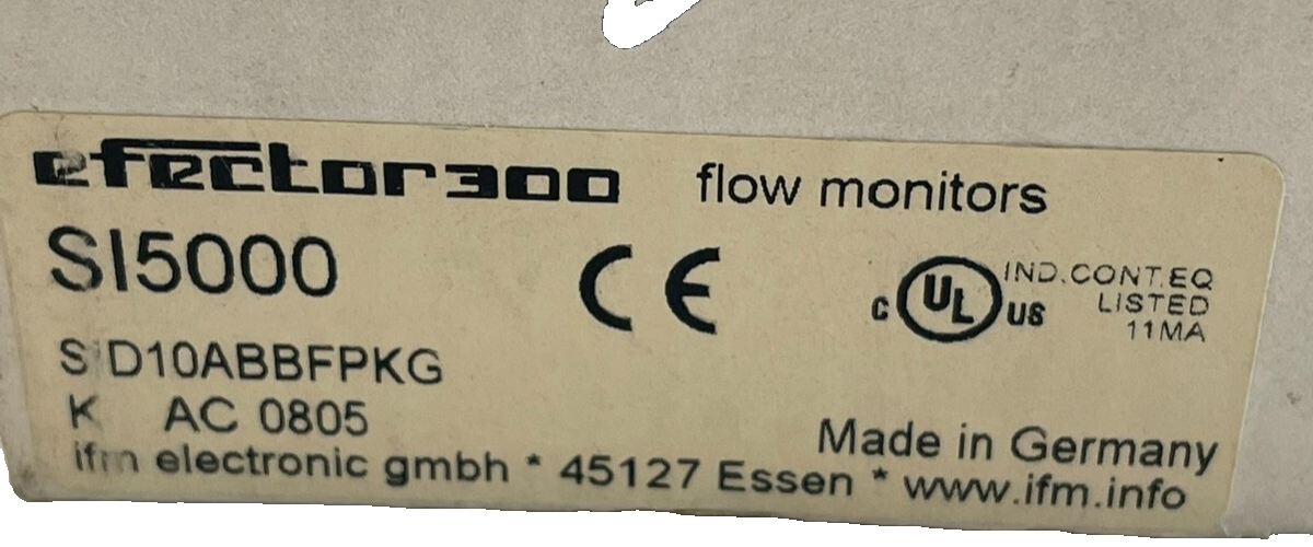 NEW EFECTOR SI5000 FLOW SENSOR MONITOR SID10ABBFPKG - SB Industrial ...