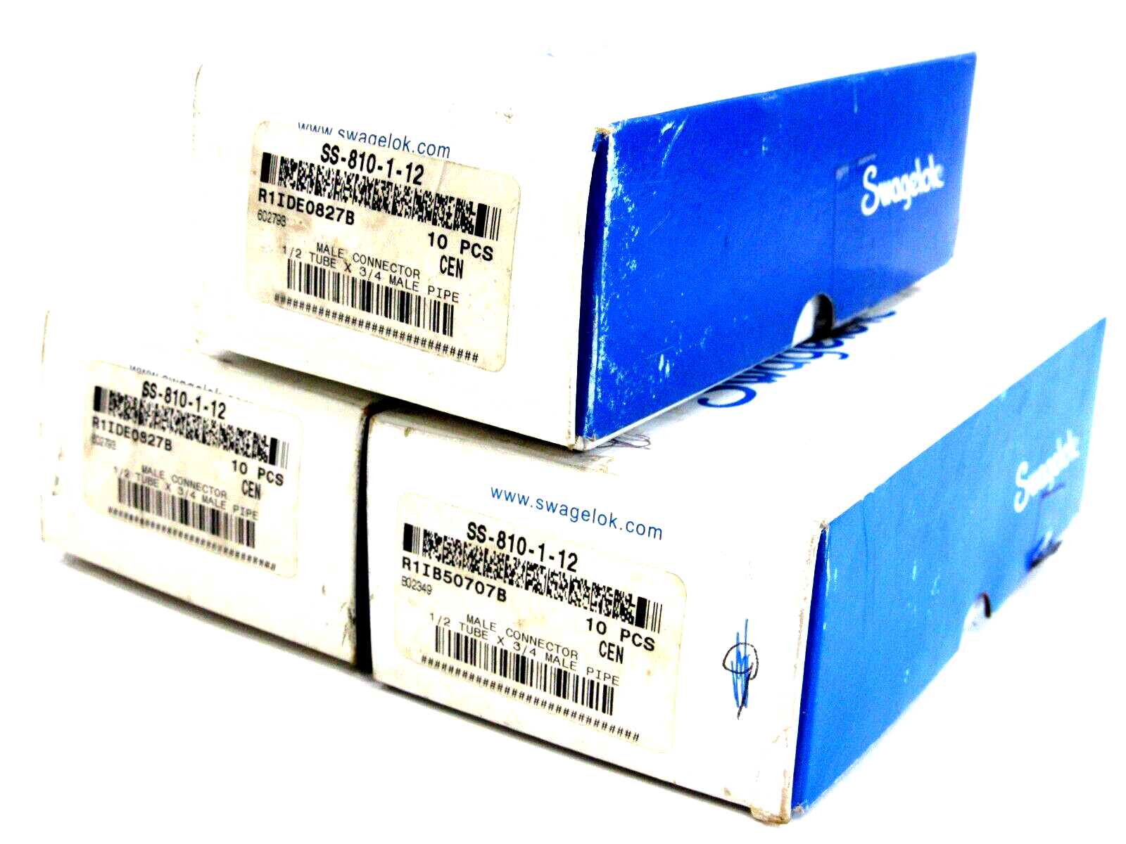 NEW LOT OF 3 BOXES OF 10 SWAGELOK SS-810-1-12 MALE CONNECTOR SS810112 ...