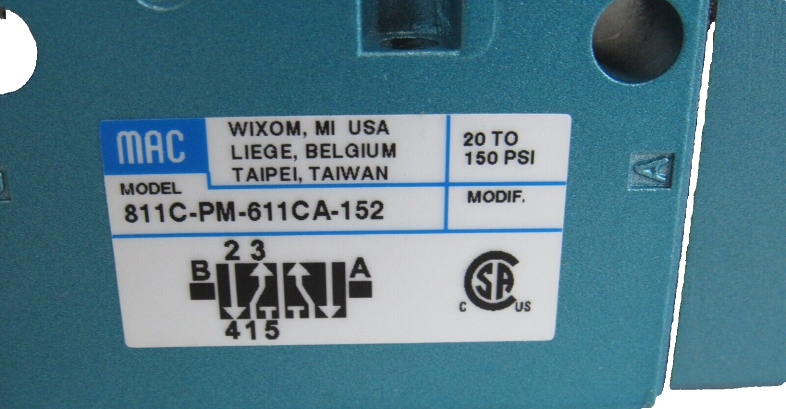 NEW MAC VALVES 811C-PM-611CA-152 SOLENOID VALVE 811CPM611CA152 - SB ...