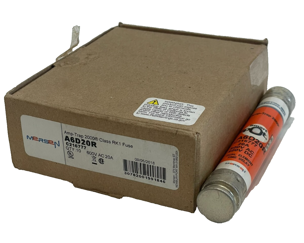 NEW MERSEN FERRAZ SHAWMUT A6D20R FUSES 600V 20AMP 8 COUNT - SB ...