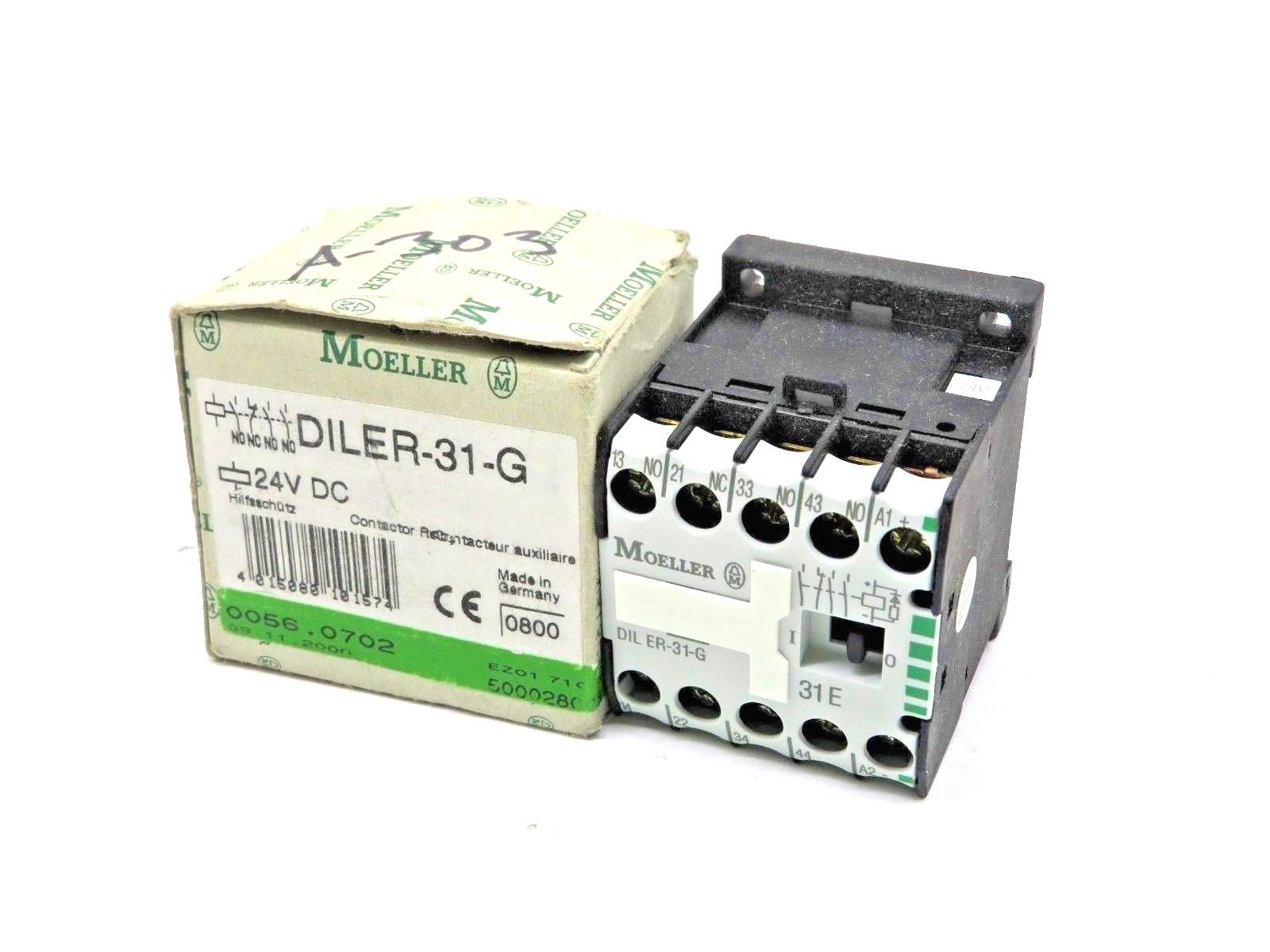 NEW MOELLER DILER-31-G CONTACTOR RELAY DILER31G, 24VDC - SB Industrial ...