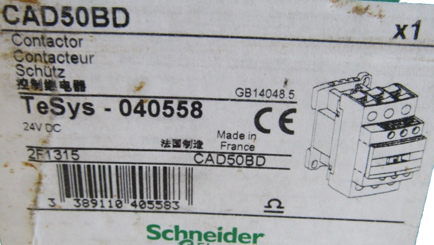 NEW SEALED SCHNEIDER ELECTRIC CAD50BD CONTACTOR 24VDC - SB Industrial ...