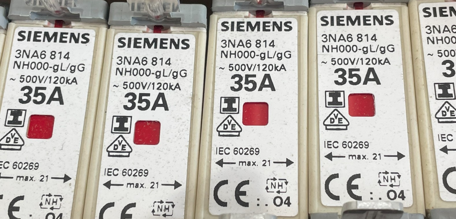 NEW SIEMENS 3NA6 814 LV HRC-FUSE LINKS 35A 500V 3NA6814 LOT OF 9 - SB ...