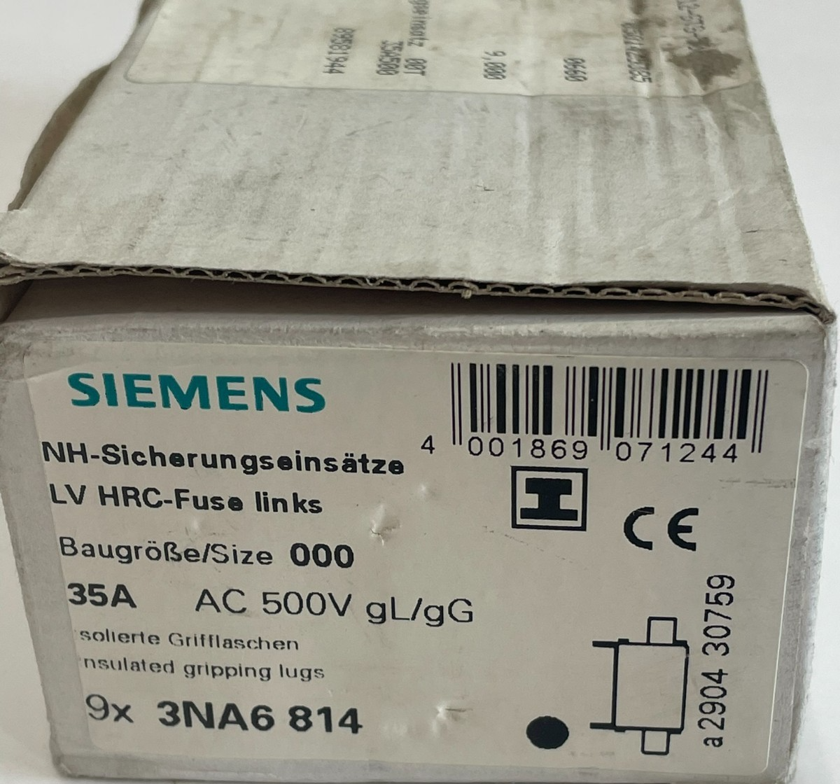NEW SIEMENS 3NA6 814 LV HRC-FUSE LINKS 35A 500V 3NA6814 LOT OF 9 - SB ...