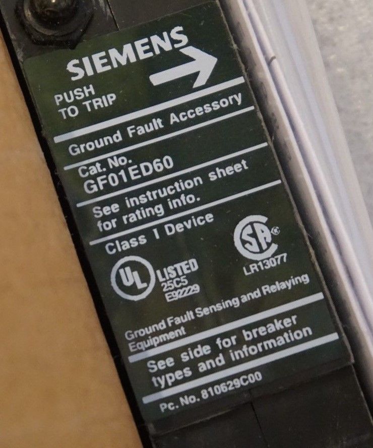 NEW SIEMENS GF01ED60 MCCB GROUND FAULT RELAY KIT - SB Industrial Supply ...