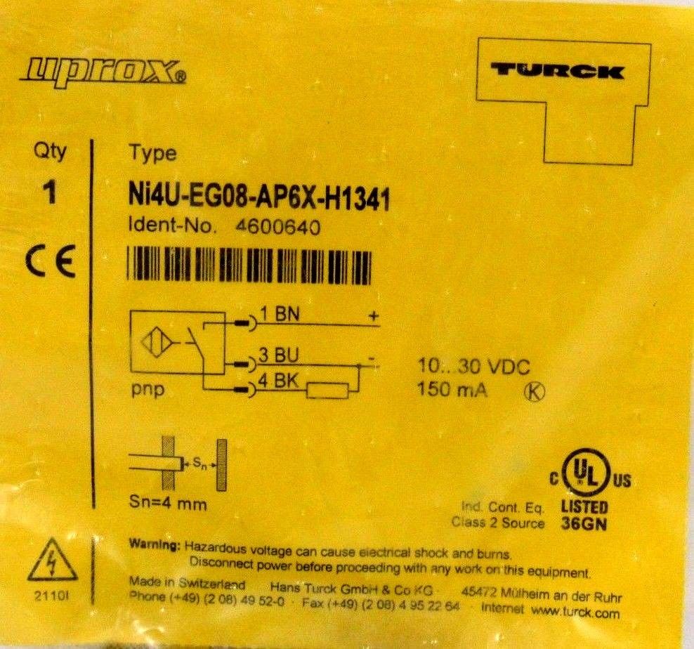 NEW TURCK NI4U-EG08-AP6X-H1341 PROXIMITY SENSOR NI4UEG08AP6XH1341 - SB ...