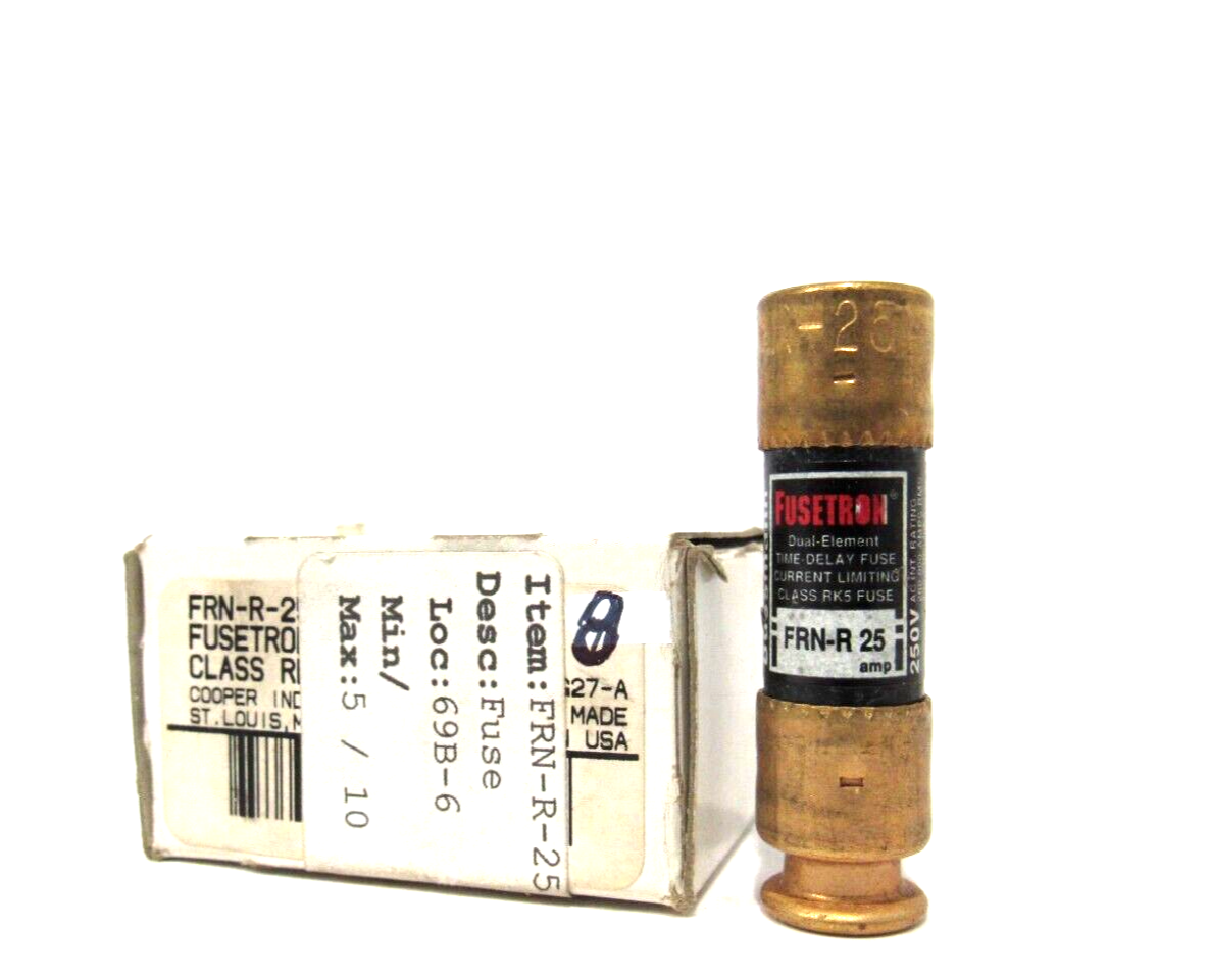 BOX OF 8 NEW BUSSMANN FUSETRON FRN-R-25 FUSES FRNR25 - SB Industrial ...