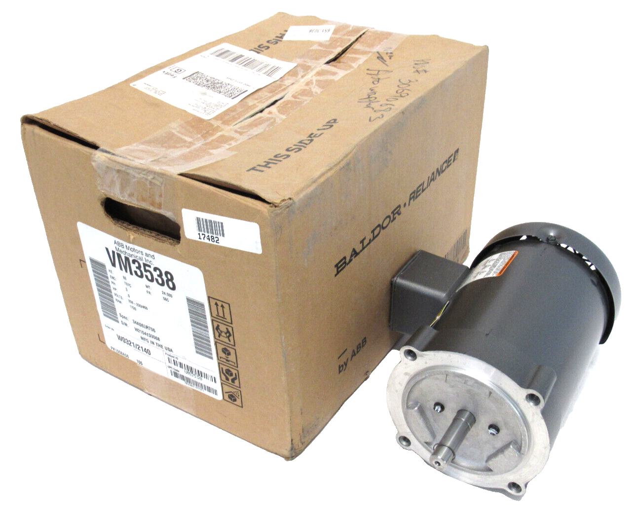 NEW BALDOR VM3538 MOTOR .5HP 1720RPM 208-230/460V 56C - SB Industrial ...