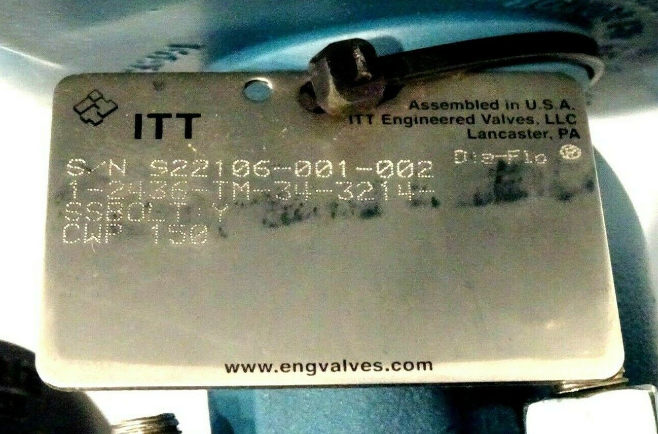 NEW ITT 1-2436-TM-34-3214-SSBOLT DIA FLO VALVE 12436TM343214SSBOLT - SB ...