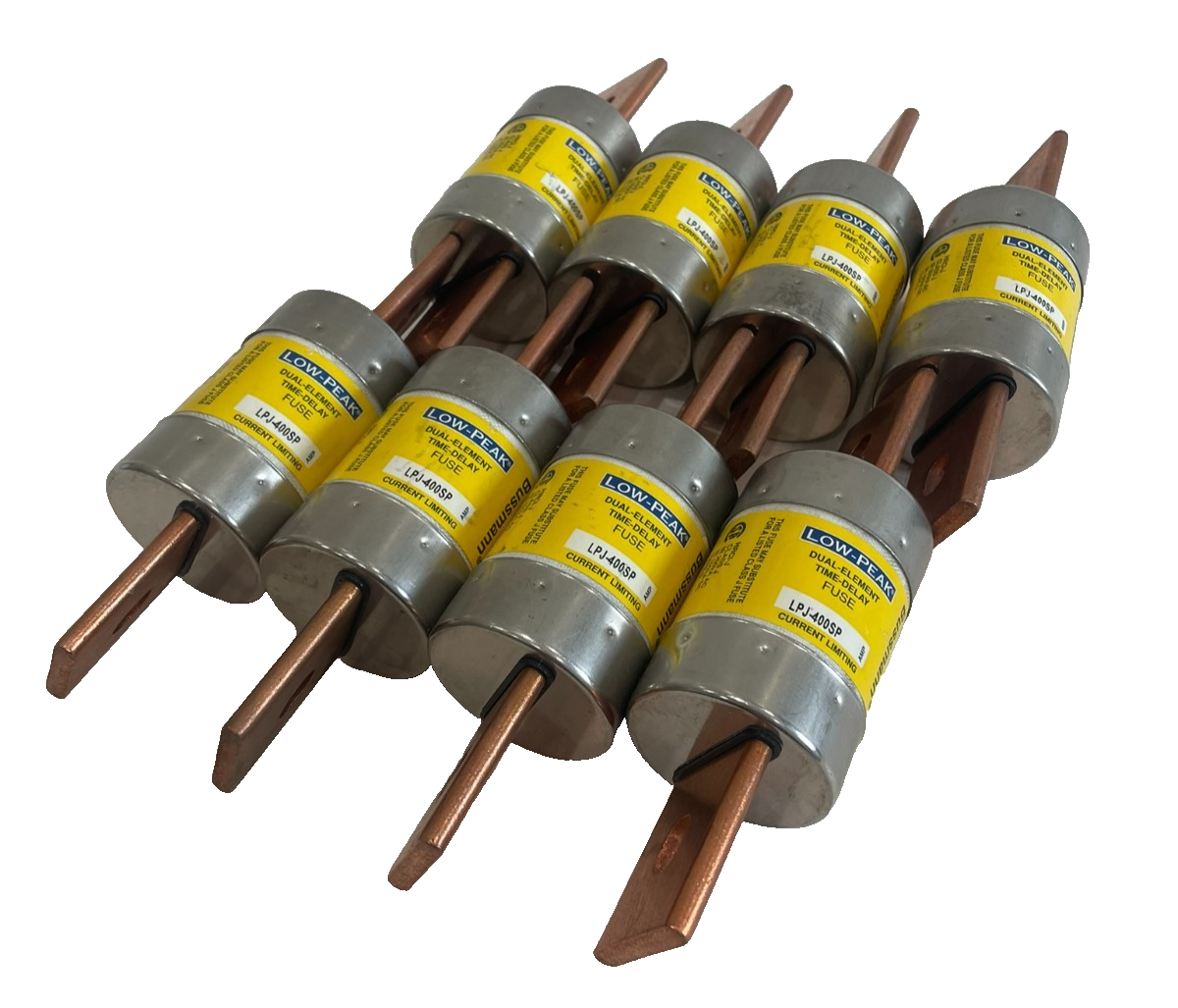 NEW LOT OF 8 BUSSMANN LPJ-400SP FUSES 600VAC 300VDC LPJ400SP - SB ...