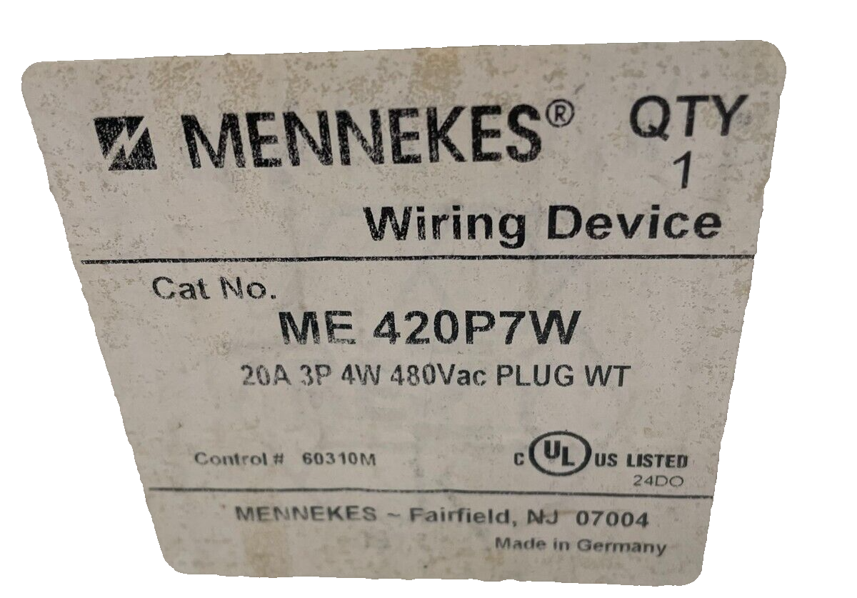 NEW MENNEKES ME-420P7W PIN AND SLEEVE PLUG 20A 3P 4W 480VAC ME420P7W - SB Industrial Supply, Inc.
