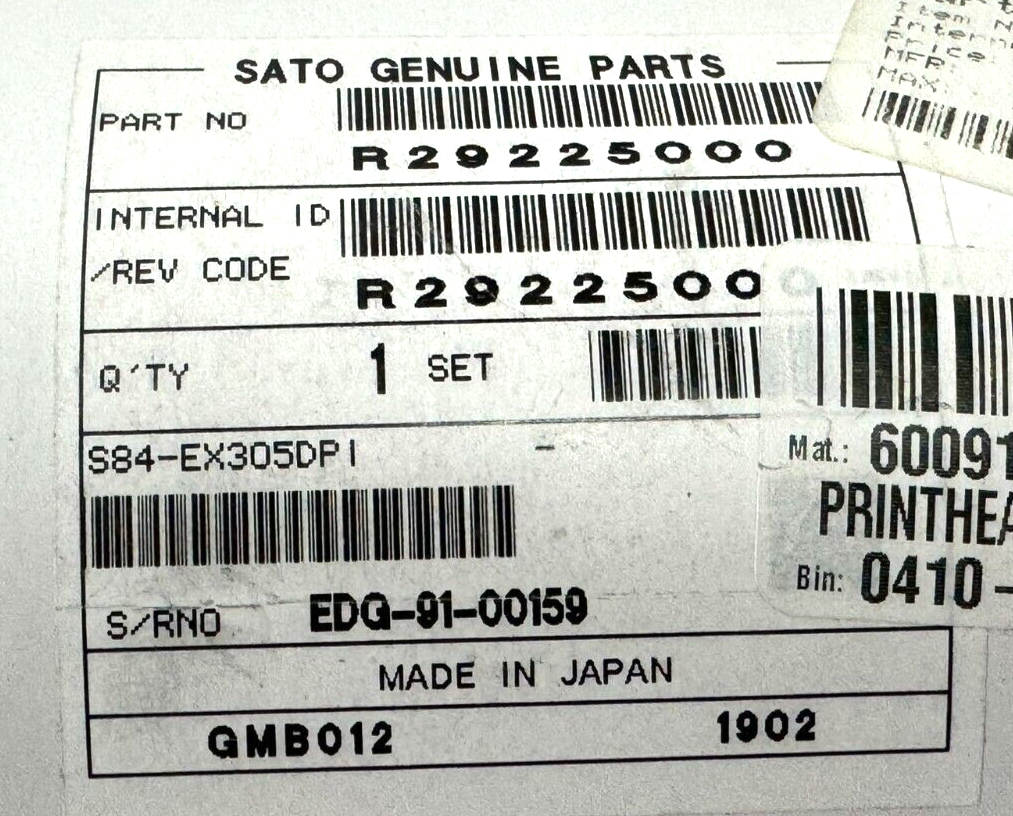 NEW SATO R29225000 PRINTHEAD S84-EX305DPI - SB Industrial Supply, Inc.