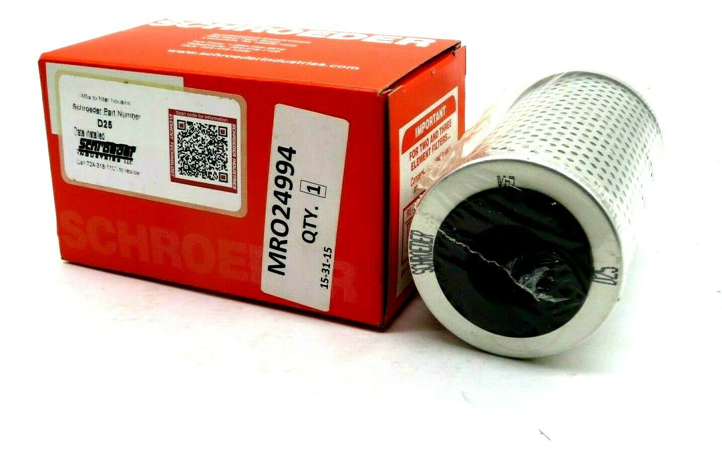 NEW SCHROEDER D25 FILTER ELEMENT - SB Industrial Supply, Inc.