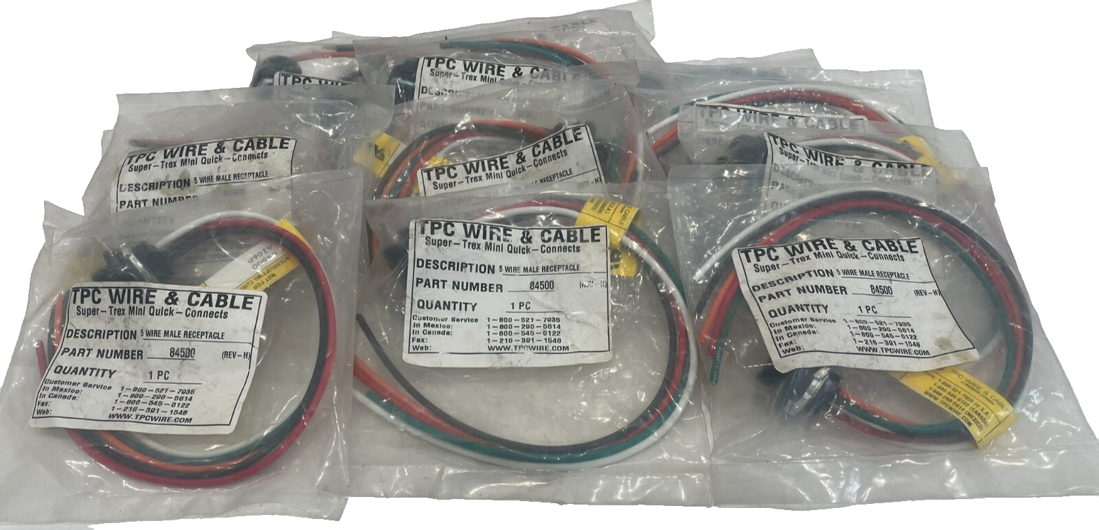 NEW TPC WIRE & CABLE 84500 5 WIRE MALE RECEPTACLE LOT OF 13 - SB ...