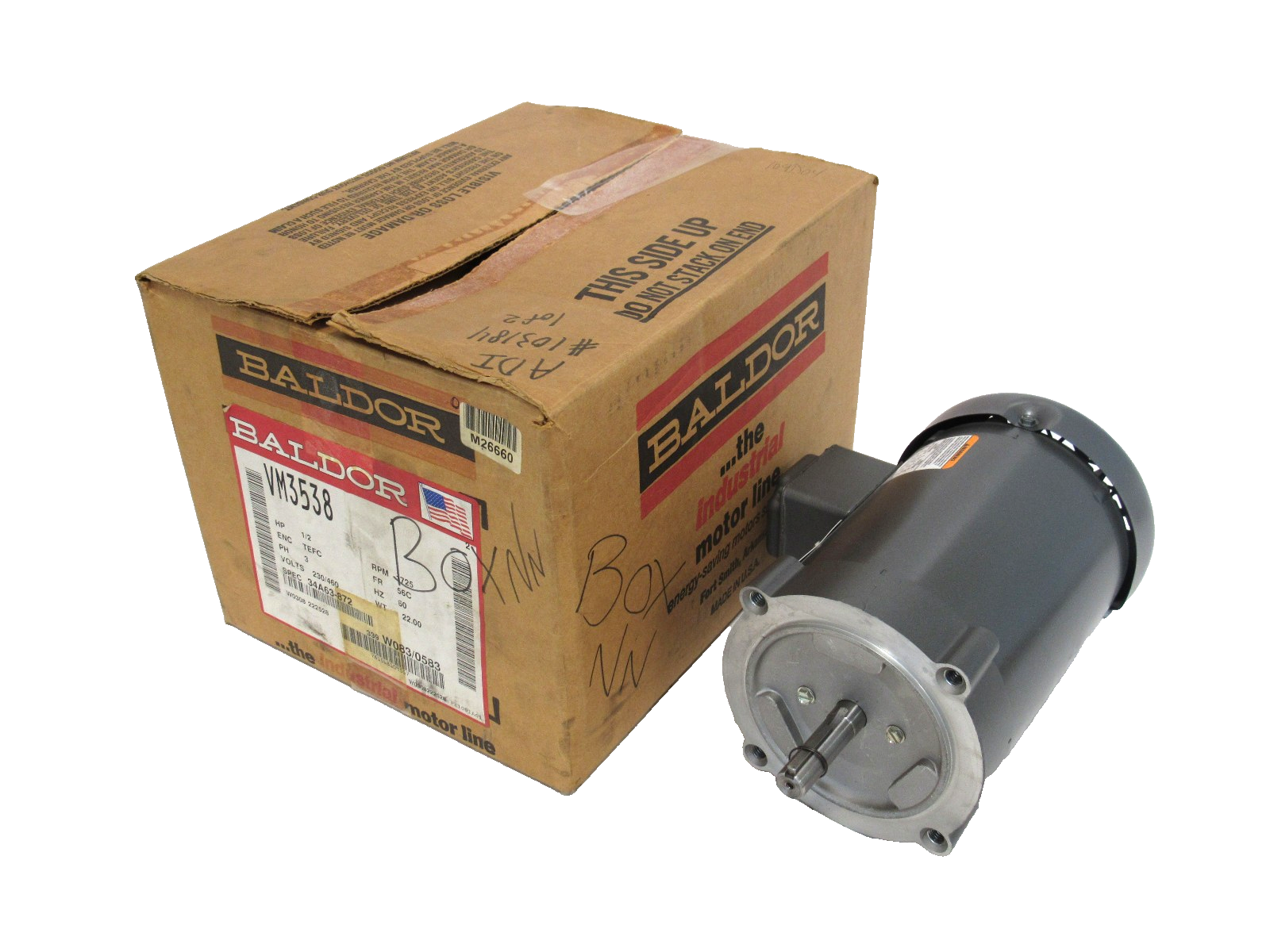 NEW BALDOR VM3538 MOTOR 1/2HP 230/460V 1725RPM 5/8" DIA. - SB ...